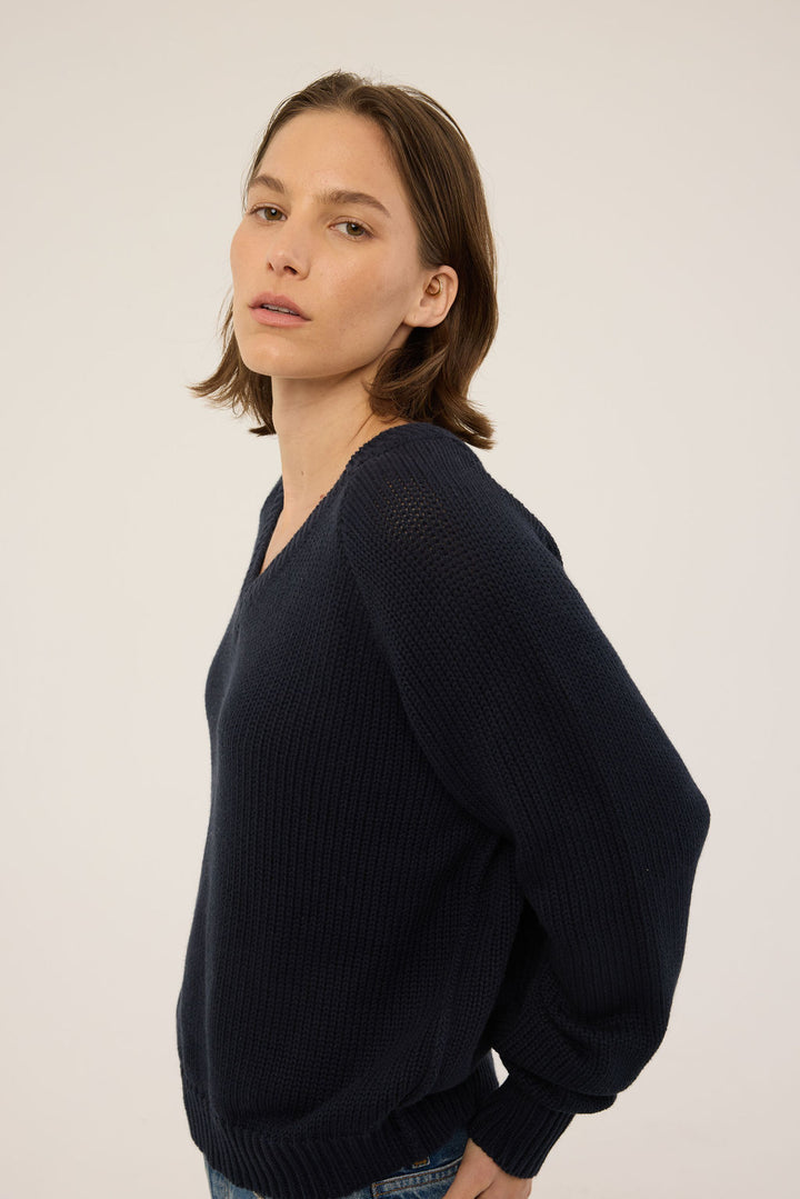 The V Fave in Cotton Cashmere in Navy – Jamie Haller